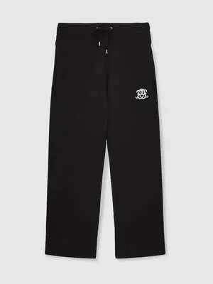REISS Blake Monogram Wool Wide-leg Knitted Joggers - Black