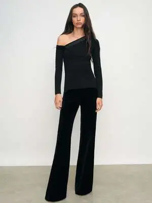 REISS Maddie Bead-detail Off-shoulder Knit Top