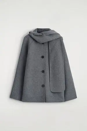 Cos Double-faced Wool Scarf Jacket - Gray