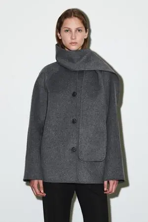 Cos Double-faced Wool Scarf Jacket - Gray