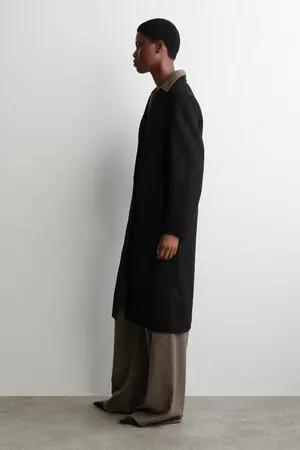 Cos Double-faced Wool Long Coat - Black