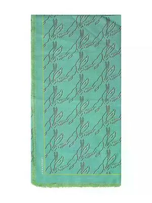 Longchamp Fringed Horse-motif Scarf - Green
