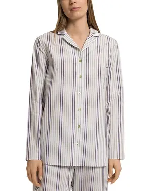 Hanro Long Sleeve Cotton Button-front Sleep Shirt