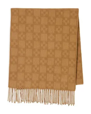 Sandro Geo Pattern Wool Scarf - Camel