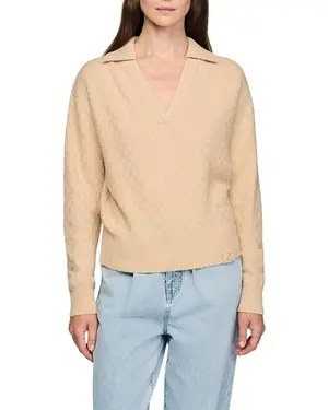 Sandro Numae Collared Sweater - Beige