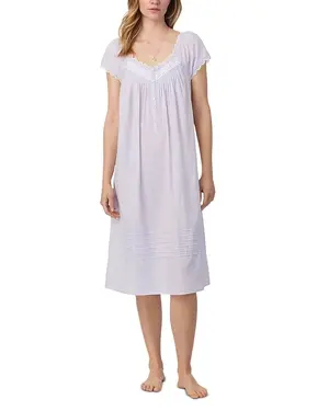Eileen West Floral Lace Trim Waltz Nightgown - Lavender