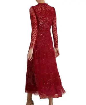 NEEDLE & THREAD Aurora Long Sleeve Ballerina Midi Dress