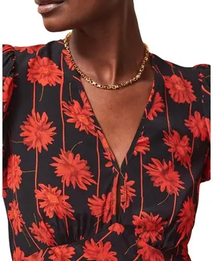 RO&ZO Printed V-neck Dress - Red