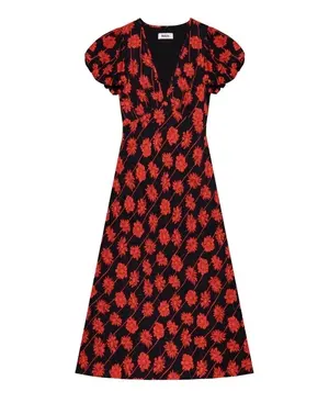 RO&ZO Printed V-neck Dress - Red