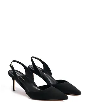 Marion Parke Classic Suede 70 Slingback Pumps - Black