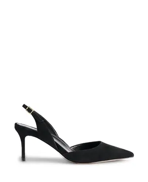 Marion Parke Classic Suede 70 Slingback Pumps - Black