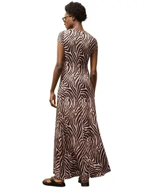 RO&ZO Zebra Print Jersey Maxi Dress - Neutral