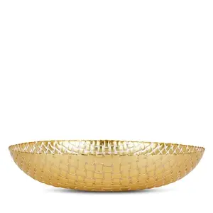 VIETRI Rufolo Glass Basketweave Large Shallow Bowl - Gold