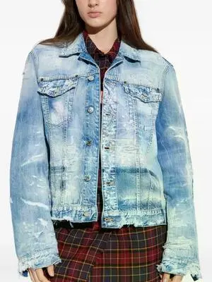Dsquared2 Distressed Denim Jacket - Blue