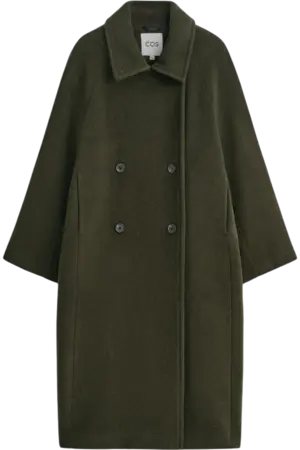 Cos Oversized Double-breasted Long Coat - Green