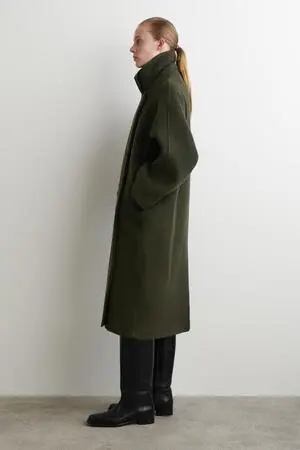 Cos Oversized Double-breasted Long Coat - Green