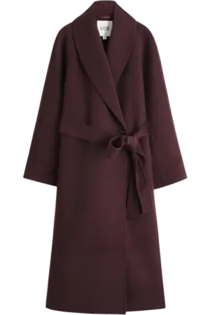 Cos Belted Double-faced Wool Long Coat - Red