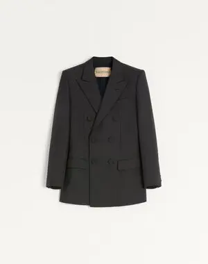 Valentino Garavani Double-breasted Wool Gabardine Jacket - Black