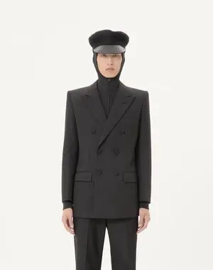 Valentino Garavani Double-breasted Wool Gabardine Jacket - Black