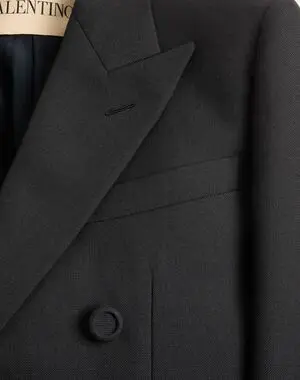 Valentino Garavani Double-breasted Wool Gabardine Jacket - Black
