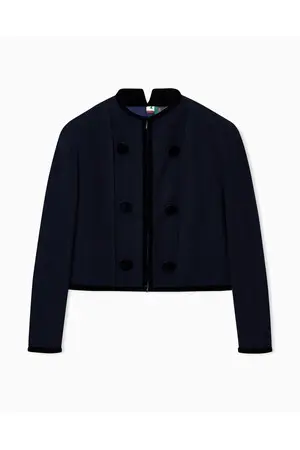Emporio Armani Washed Wool Jacket With Velvet Trim