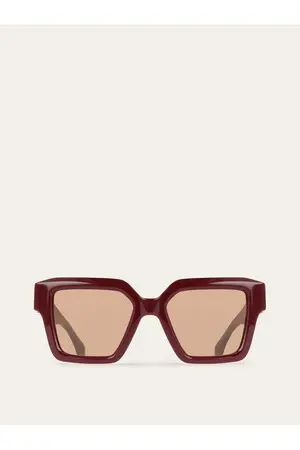 FERRAGAMO Acetate Rectangle Sunglasses - Red