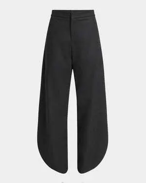 Alaïa Wool Flannel Petal Pants - Anthracite