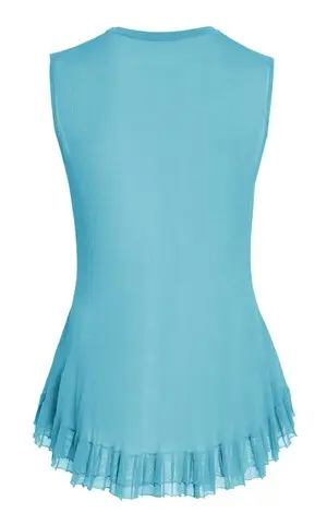 ASHLYN Bennett Pleated Hem Peplum Crewneck - Blue