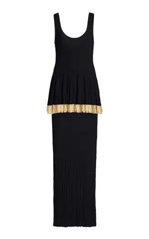 ASHLYN Kishi Pleated-layered Gown - Black