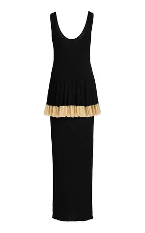 ASHLYN Kishi Pleated-layered Gown - Black