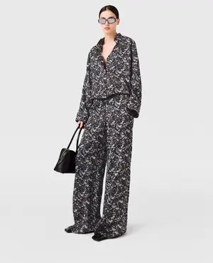 Stella McCartney Lace Print Oversized Drawstring Pants - Black