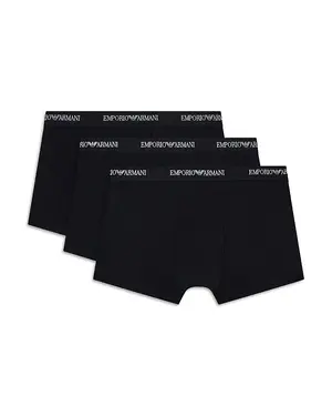 Emporio Armani Stretch Trunks, 3-pack - Solid Black