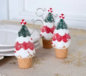 VALERIE PARR HILL Set Of 3 Ice Cream Cone Place Card Holders Valerie - One-color
