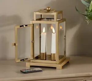 HOME REFLECTIONS S/2 Mini Metal Lanterns With 2 Taper Candles