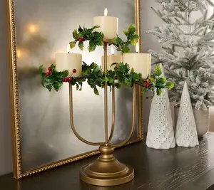 HOME REFLECTIONS Candelabra With S/4 Flameless Pillar Candles - One-color