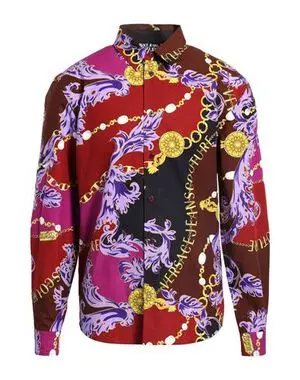 Versace Man Shirt Military Green Size 40 Cotton Red