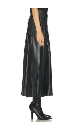 Ronny Kobo Arlette Pleated Faux Leather Skirt
