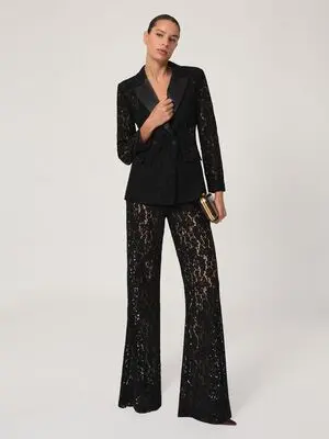 REISS Delphine Lace Double-breasted Blazer
