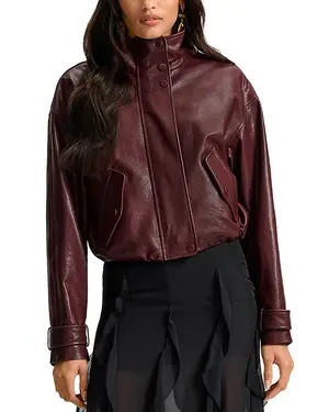 Veronica Beard Bateman Leather Jacket - Raisin