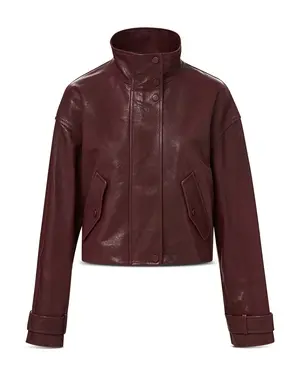 Veronica Beard Bateman Leather Jacket - Raisin