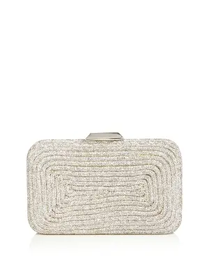 Aqua Shireen Rhinestone Clutch - Silver