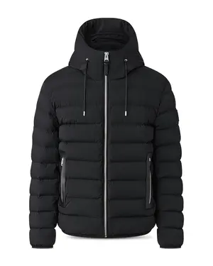 Mackage Agile-360 Stretch Hooded Light Down Jacket - Black