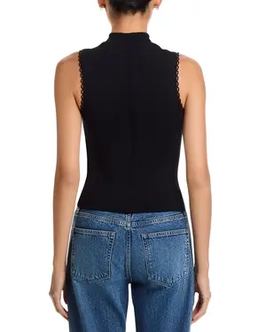 RE/DONE Mock Neck Scalloped Tank