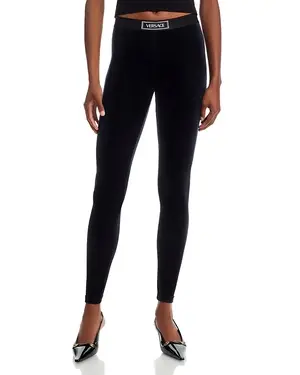 Versace Bistretch Techno Velvet Leggings - Black