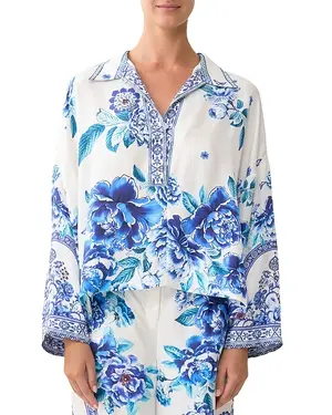 Camilla Silk Cropped Relaxed Shirt