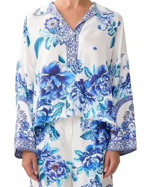 Camilla Silk Cropped Relaxed Shirt