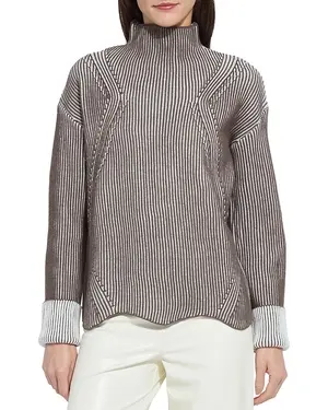 Lyssé Funnel Neck Sweater - Americano/ Snow White