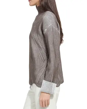 Lyssé Funnel Neck Sweater - Americano/ Snow White