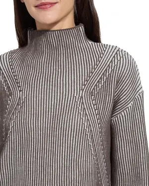 Lyssé Funnel Neck Sweater - Americano/ Snow White