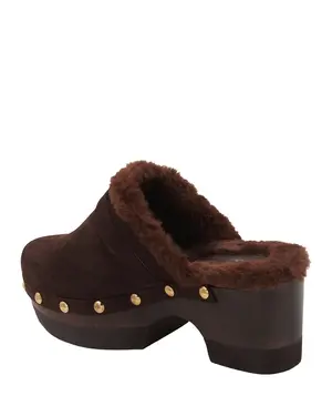 Andre Assous Faux Fur Lined Suede Clogs